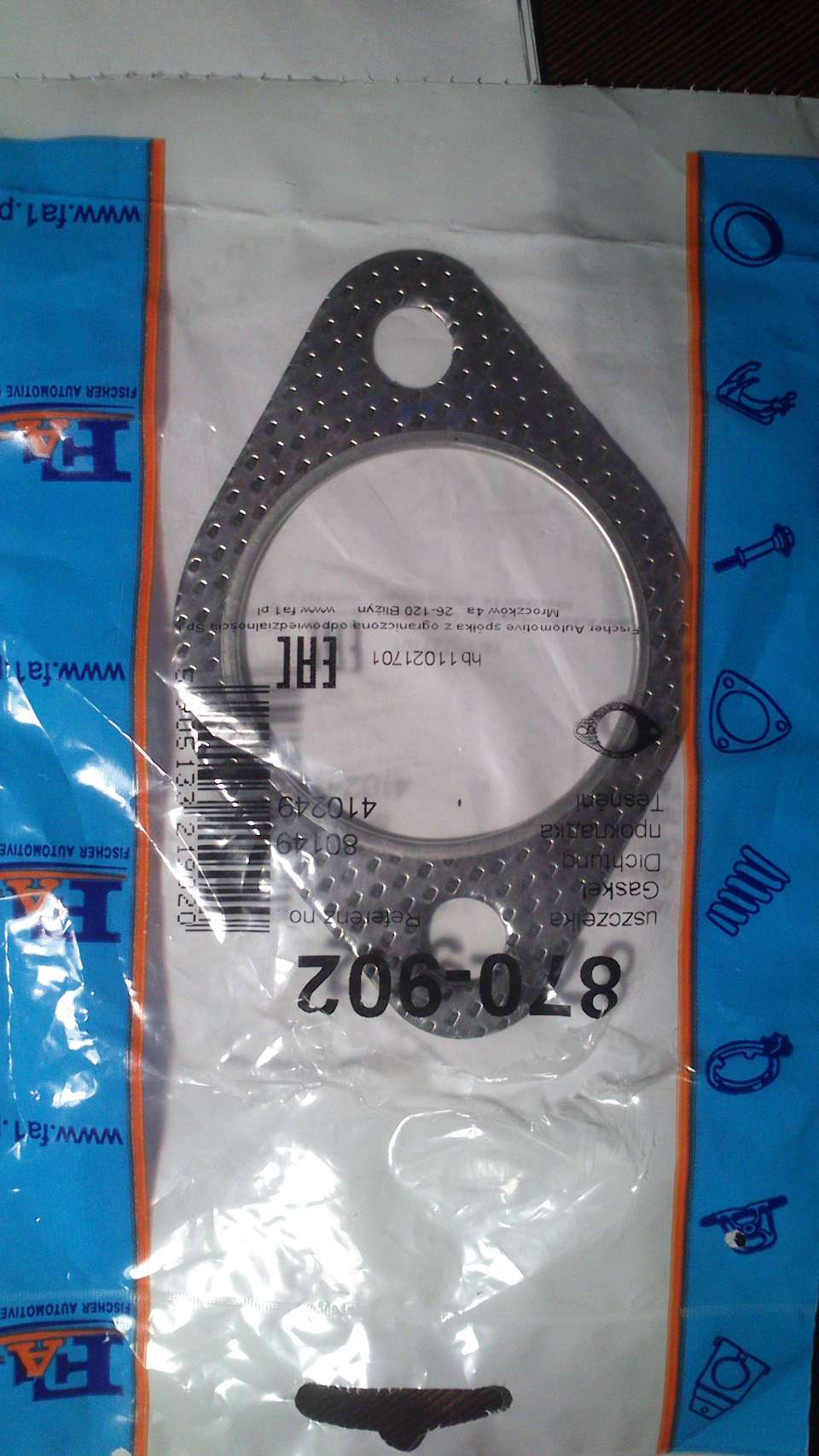 870902 Прокладка глушителя AUDI: A3 03-12, A3 Sportback 04-, A3 кабрио ...