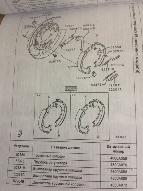4800A058 Комплект барабанных тормозных колодок. Задняя ось Mitsubishi ...