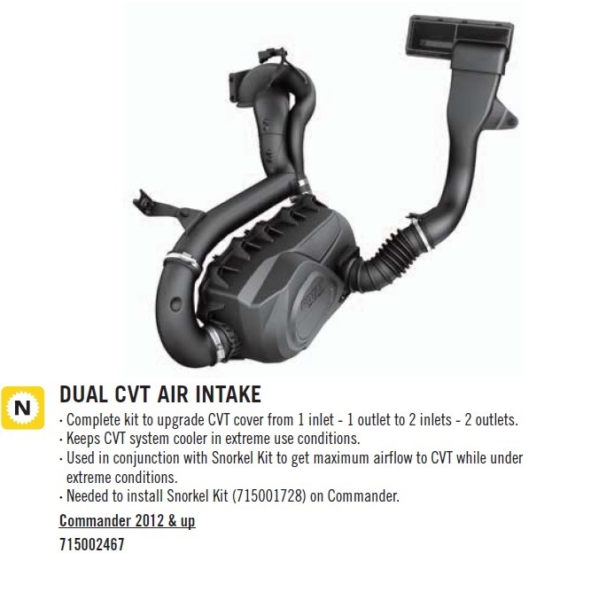 Dual CVT intake system. BRP Commander 1000X — BRP Commander, 1 л, 2014 ...