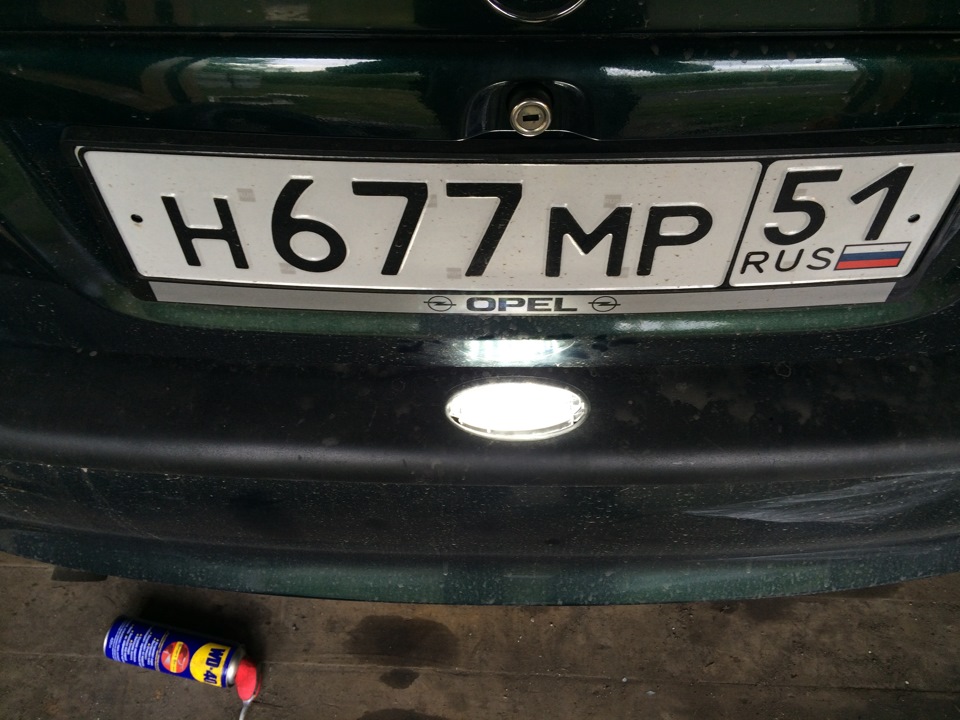 LED-лампочка освещения номерного знака — Opel Vectra B, 1,8 л, 1998 ...