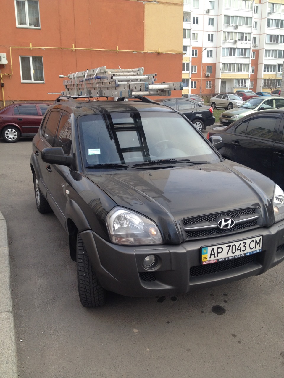 Багажник на рейлинги Aguri — Hyundai Tucson (JM), 2,7 л, 2008 года ...
