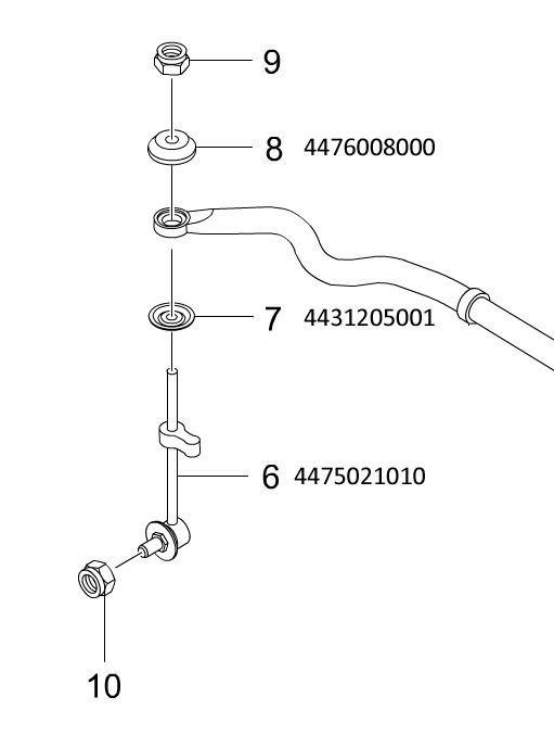 4476008000 ремкомплект стойки стабилизатора подвески SSANG YONG ...