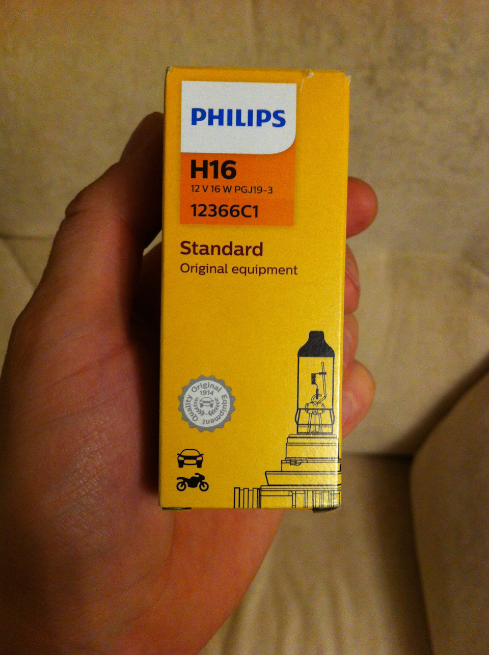 12366C1 Лампа H16 (19W) PGJ19-3 12V 12366 C1 36856760 PHILIPS | Запчасти на DRIVE2