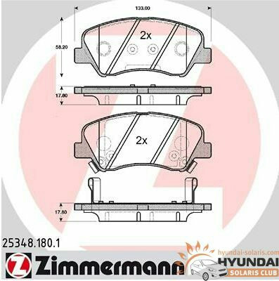 253481801 Комплект тормозных колодок, дисковый тормоз ZIMMERMANN ...