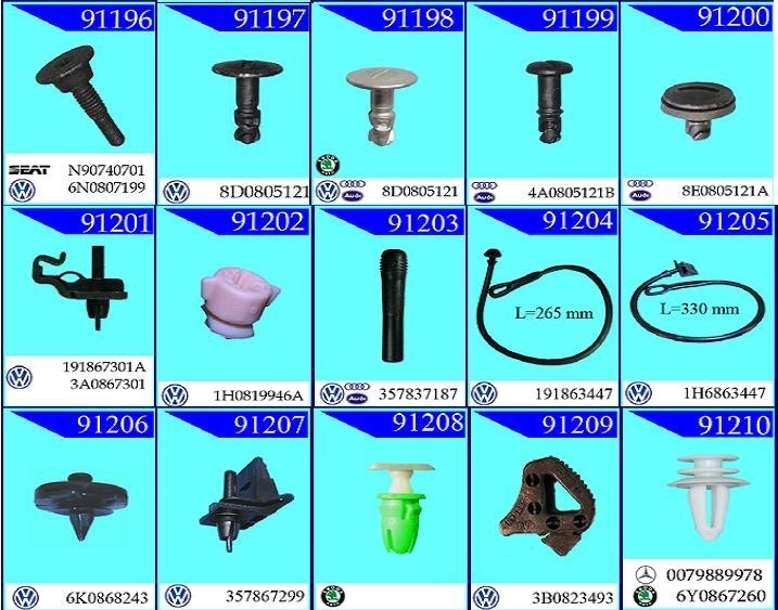 Клипсы используемые в Volkswagen, Skoda, Audi (VAG) и их артикулы ...