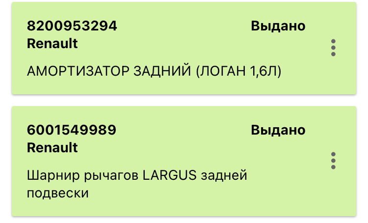 8200953294 Амортизатор задн (логан 1,6л) RENAULT | Запчасти на DRIVE2