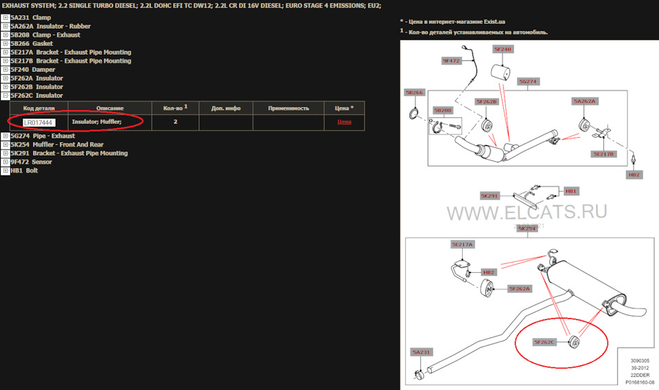 Термозащита и демпфер глушителя — Land Rover Freelander 2 (L359), 2,2 л ...