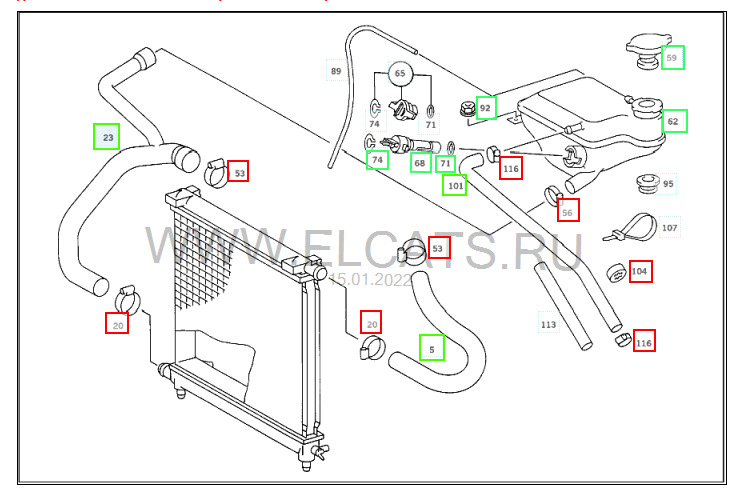Система охлаждения. Хомуты шланга радиатора (HOSE CLAMP) — Mercedes ...