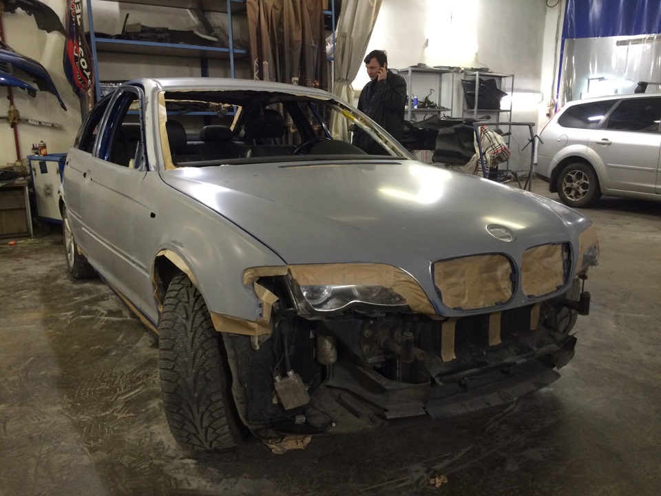 Полная перекраска с проёмами в Estoril Blue II (B45) — BMW 3 series (E46), 2,2 л, 2004 года ...