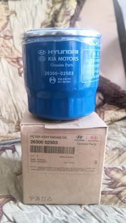 26300-02503 фильтр масла — KIA Picanto (2G), 1 л, 2012 года | расходники | DRIVE2