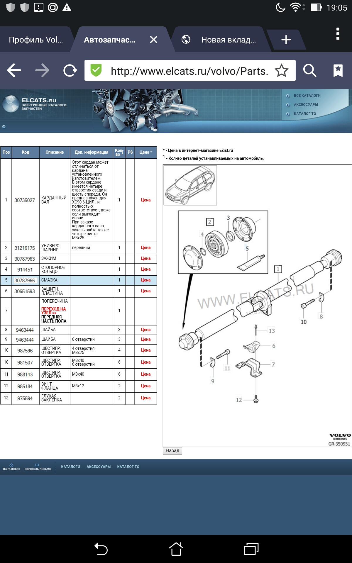 Пападос с карданом — Volvo XC90 (1G), 2,8 л, 2004 года | поломка | DRIVE2