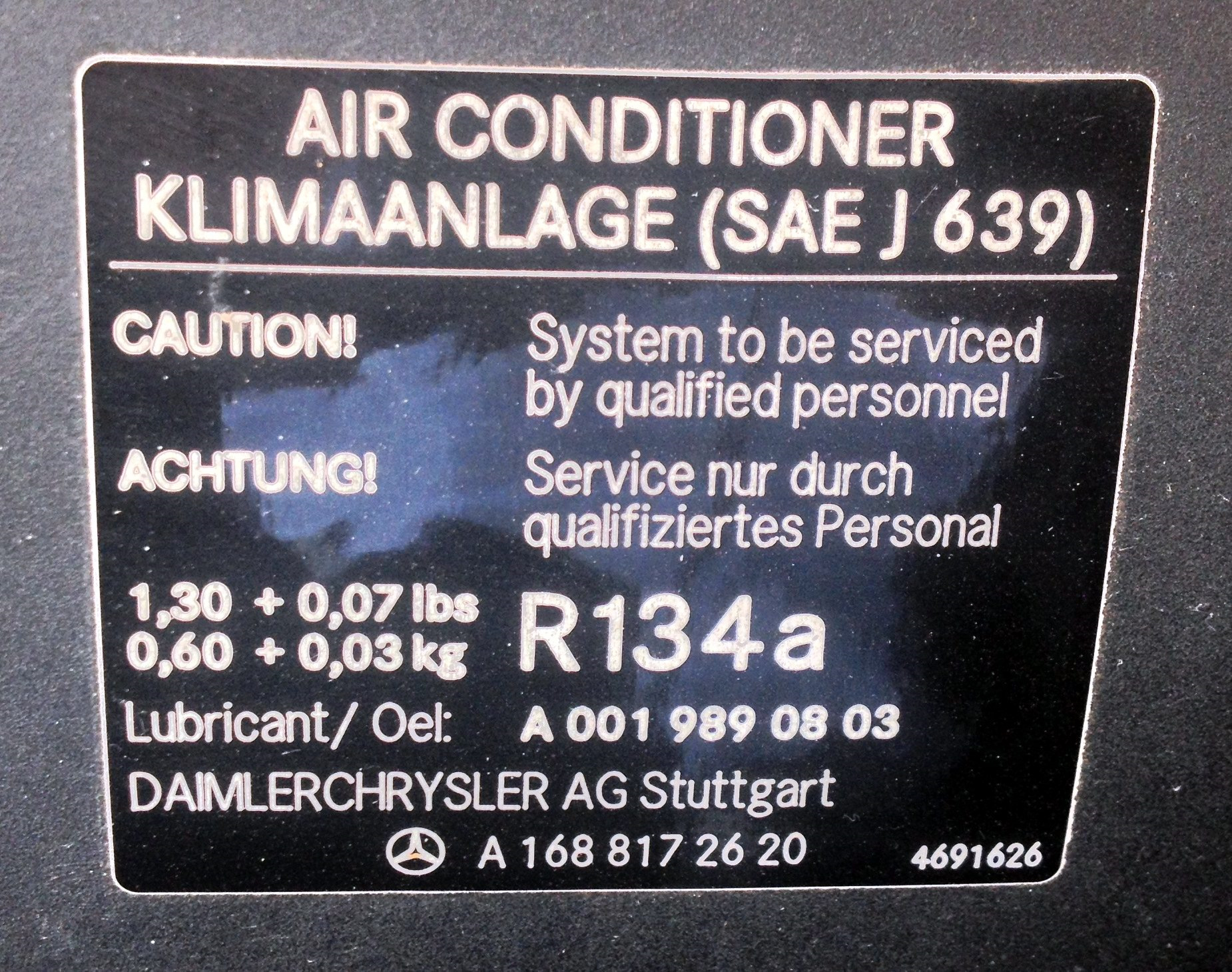 Заправка кондиционера — Mercedes-Benz A-Class (W168), 1,4 л, 2001 года ...