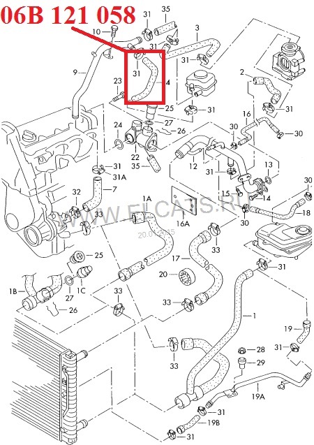 06B121058 Шланг системы охлаждения VAG | Запчасти на DRIVE2
