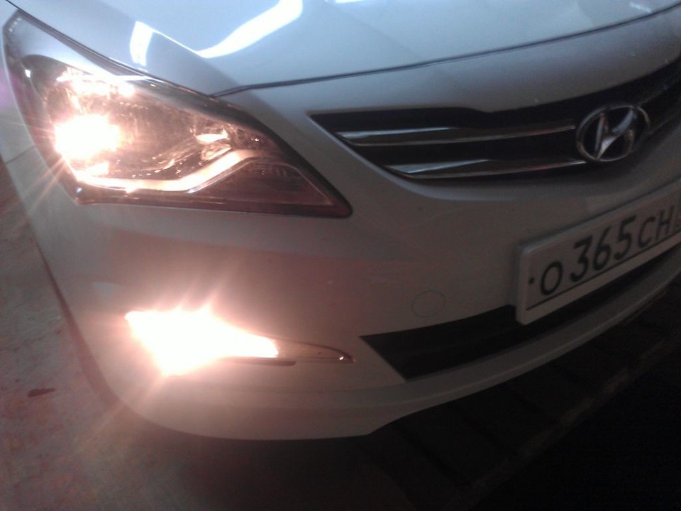 Светодиоды в габариты и ДХО!))) — Hyundai Solaris Hatchback, 1,6 л ...