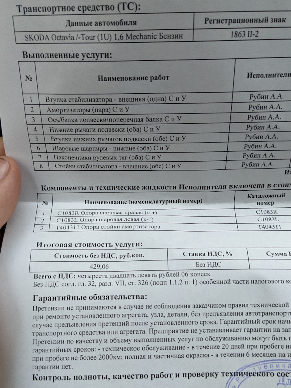 Капитальный ремонт подвески — Skoda Octavia A4 Mk1, 1,6 л, 1998 года ...