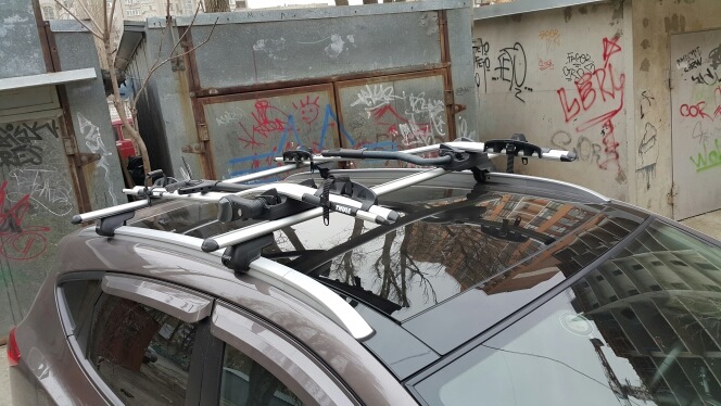 Багажник на крышу Atlant и thule pro ride — Hyundai ix35, 2 л, 2012 ...