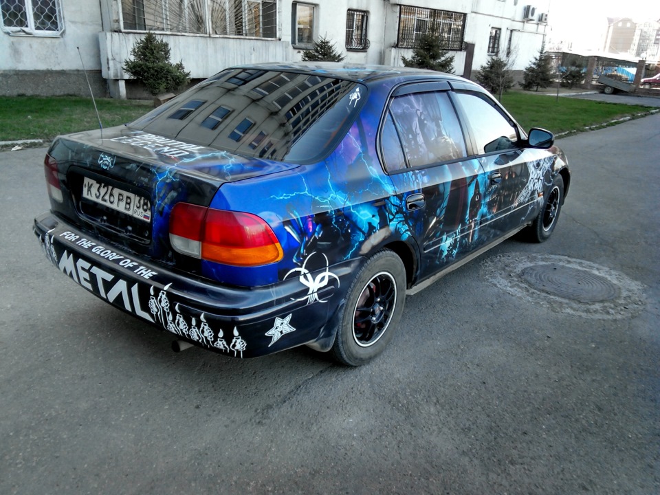 Тематические наклейки на задний бампер. — Honda Civic Ferio (6G), 1,5 л ...