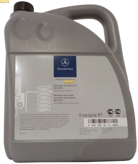 A0009898301ADA4 Масло мот. MB 229.5 5L MERCEDES | Запчасти на DRIVE2