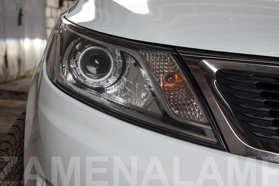 KIA RIO (3rd generation) установка биксеноновых линз 3.0 дюйма ...