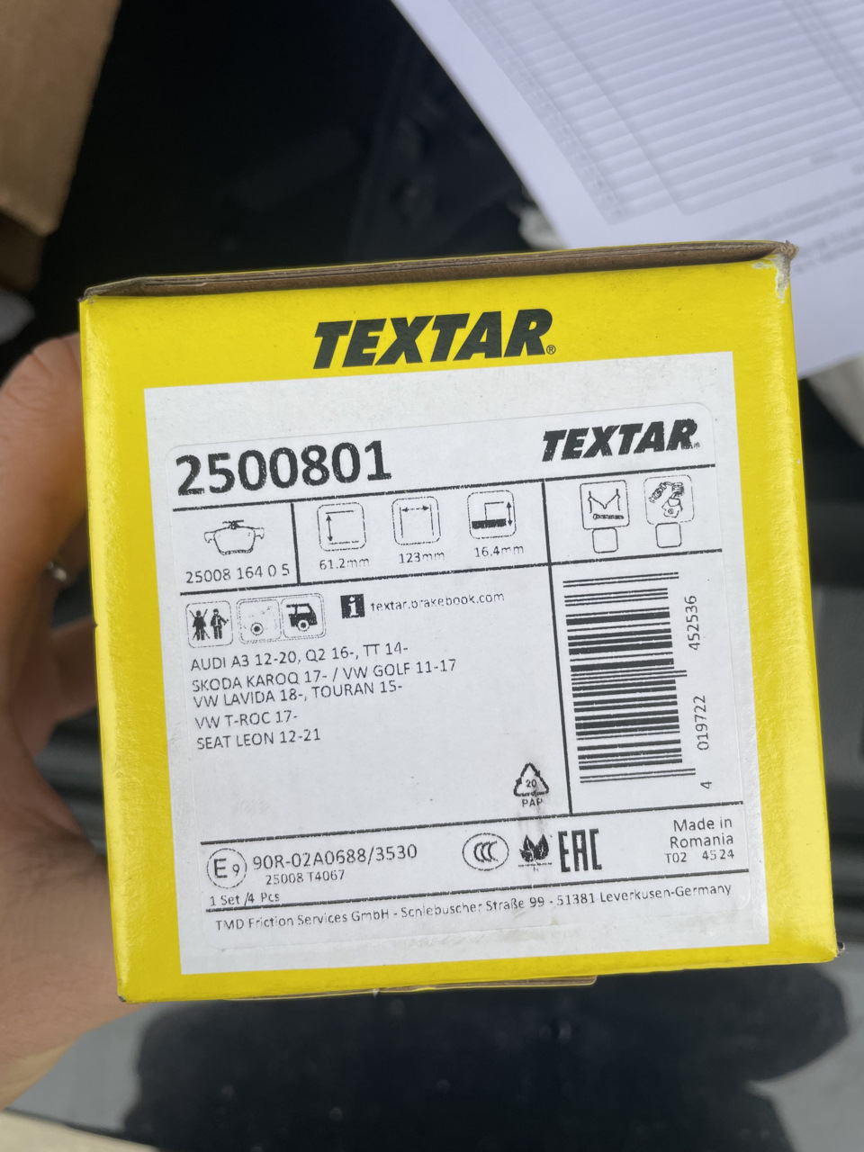 2500801 Комплект тормозных колодок. Задняя ось TEXTAR | Запчасти на DRIVE2