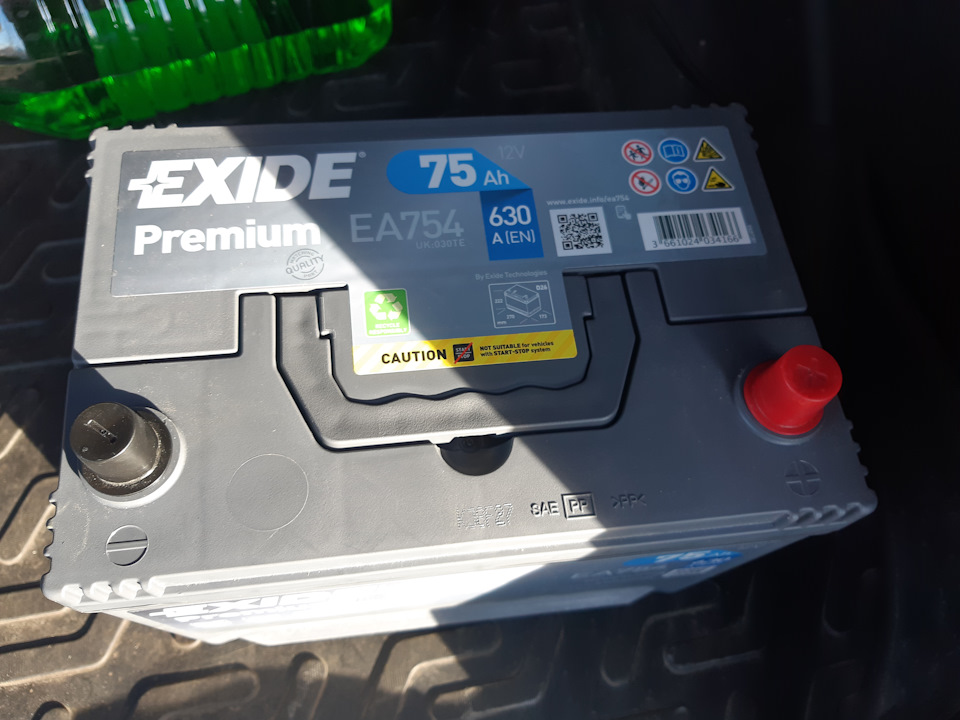 Аккумулятор exide ea754 premium — Hyundai Santa Fe (2G), 2,4 л, 2011 ...