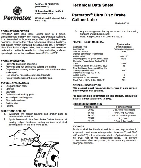 24110 Смазка супорта тормозов ULTRA 236 мл. PERMATEX | Запчасти на DRIVE2