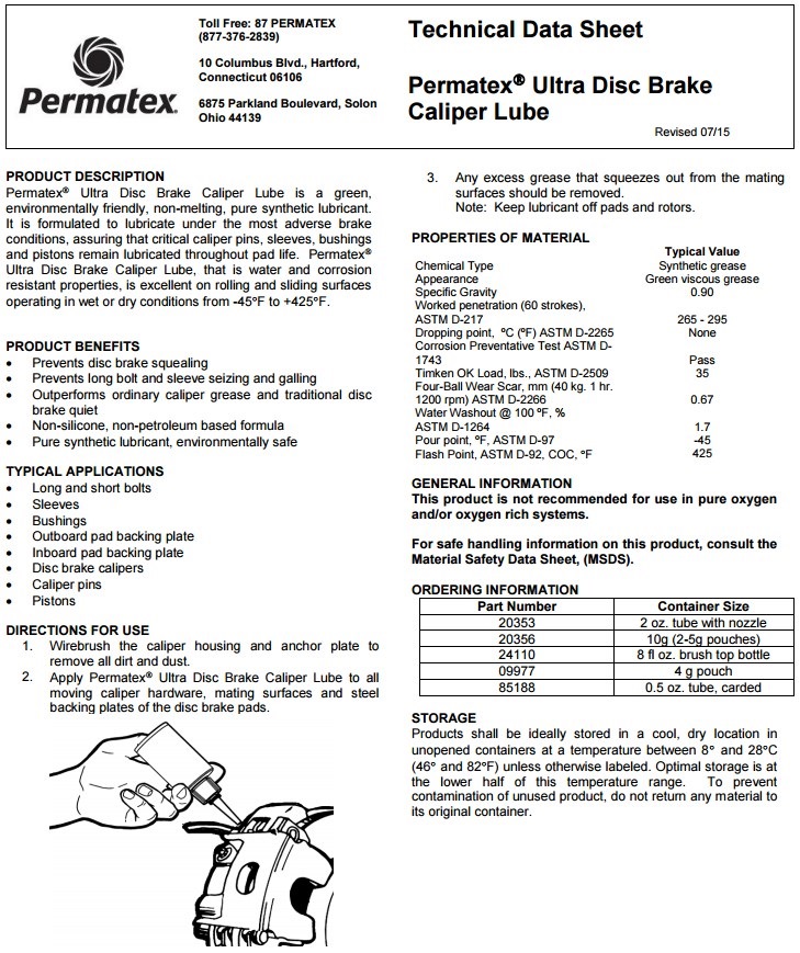 24110 Смазка супорта тормозов ULTRA 236 мл. PERMATEX | Запчасти на DRIVE2