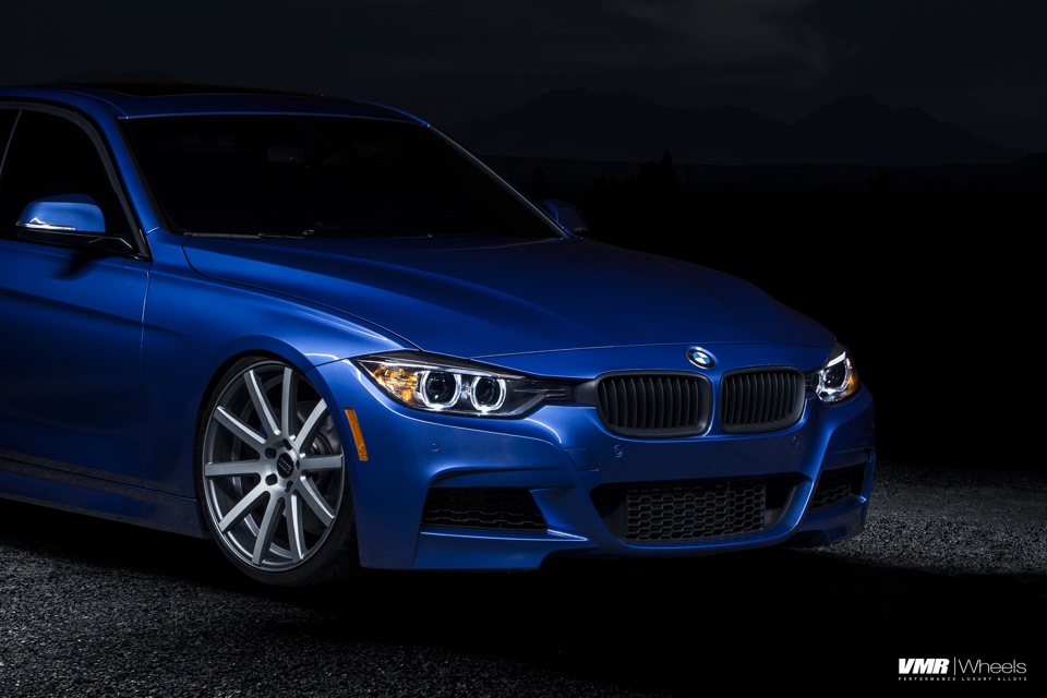 VMR 20" V702 Brushed Face | BMW F30 Estoril Blue — TuningPoint | AWE ...