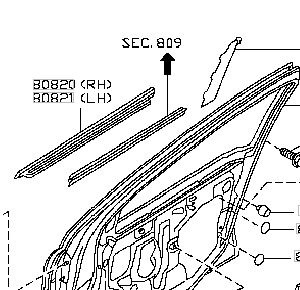 Молдинги передних боковых стекол 80820-95F0A и 80821-95F0A (77260-31000 ...