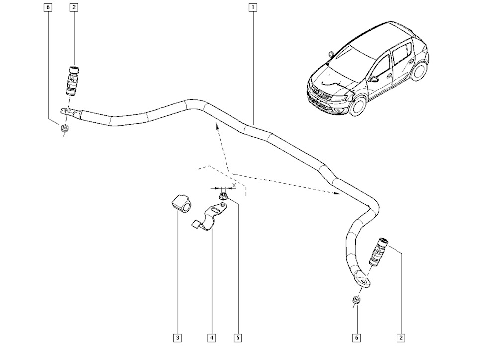 Установка стабилизатора поперечной устойчивости — Renault Logan (2G), 1 ...