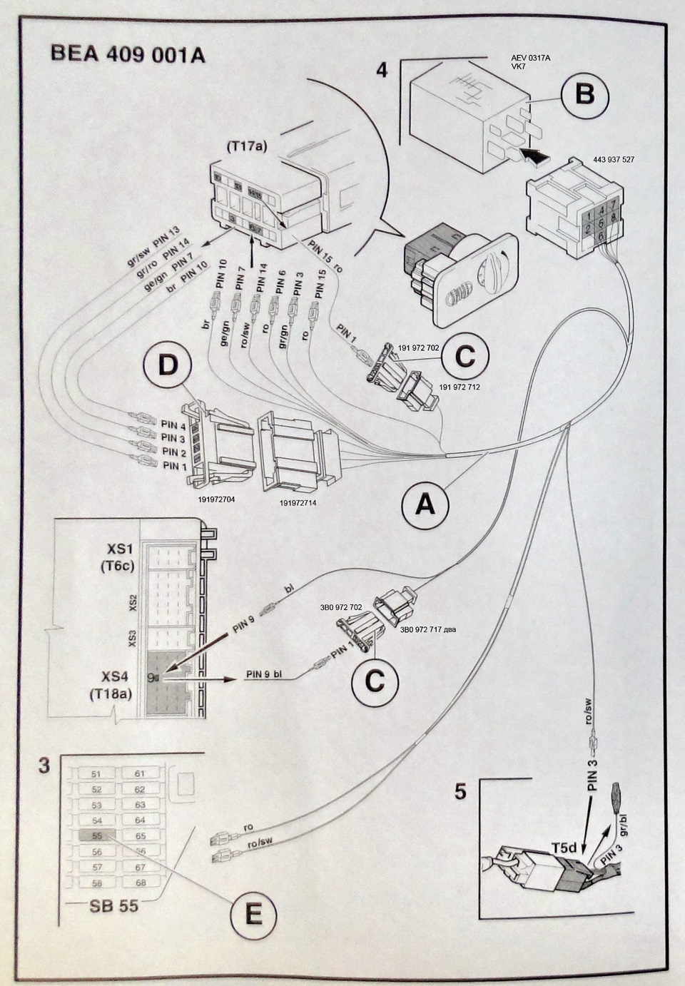 3B0972702 Корпус плоского разъема с фиксатором контактов VAG | Запчасти ...
