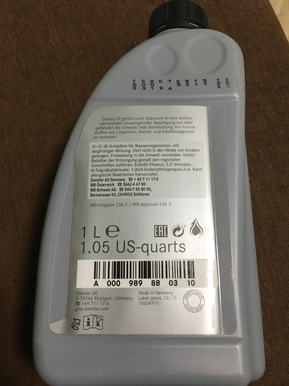 A000989880310 Масло гур 1л. Mercedes | Запчасти на DRIVE2