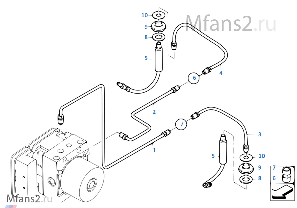 Задние тормозные трубки — BMW 5 series Touring (E61), 2 л, 2006 года ...