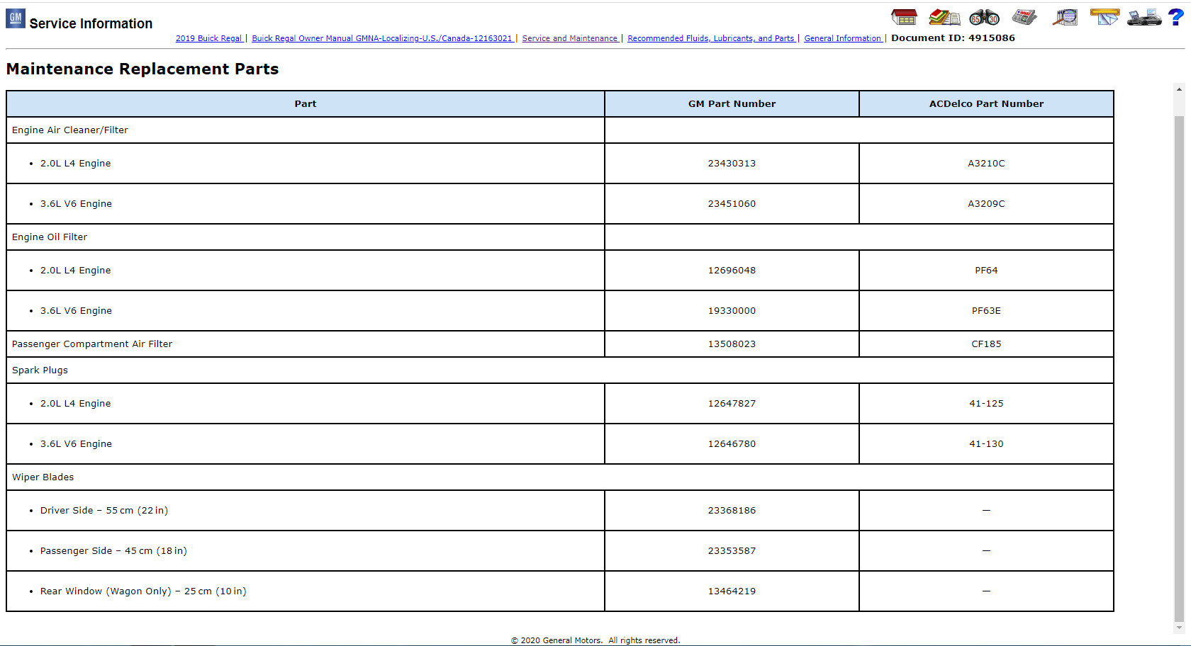 рекомендации GM по смазкам, свечам и тд для 2.0 и 3.6 — Buick Regal (6G ...