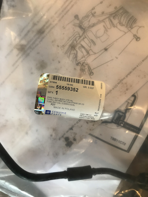 55559352 трубка подогрева дроссельной заслонки GM | Запчасти на DRIVE2