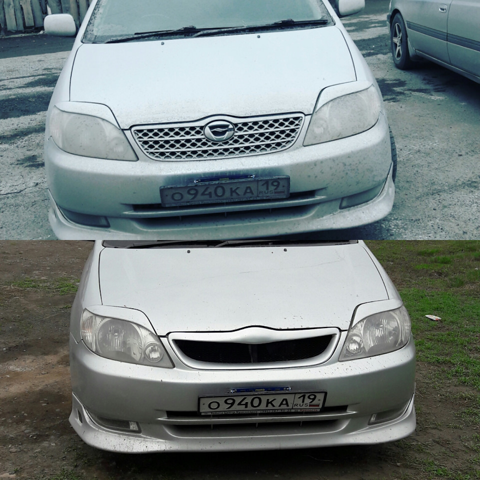 Поменял решетку и покрасил реснички. — Toyota Corolla RunX, 1,8 л, 2001 ...