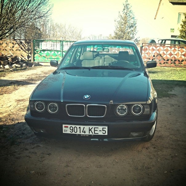 Hella Black + Angel Eyes — BMW 5 series (E34), 2 л, 1995 года ...
