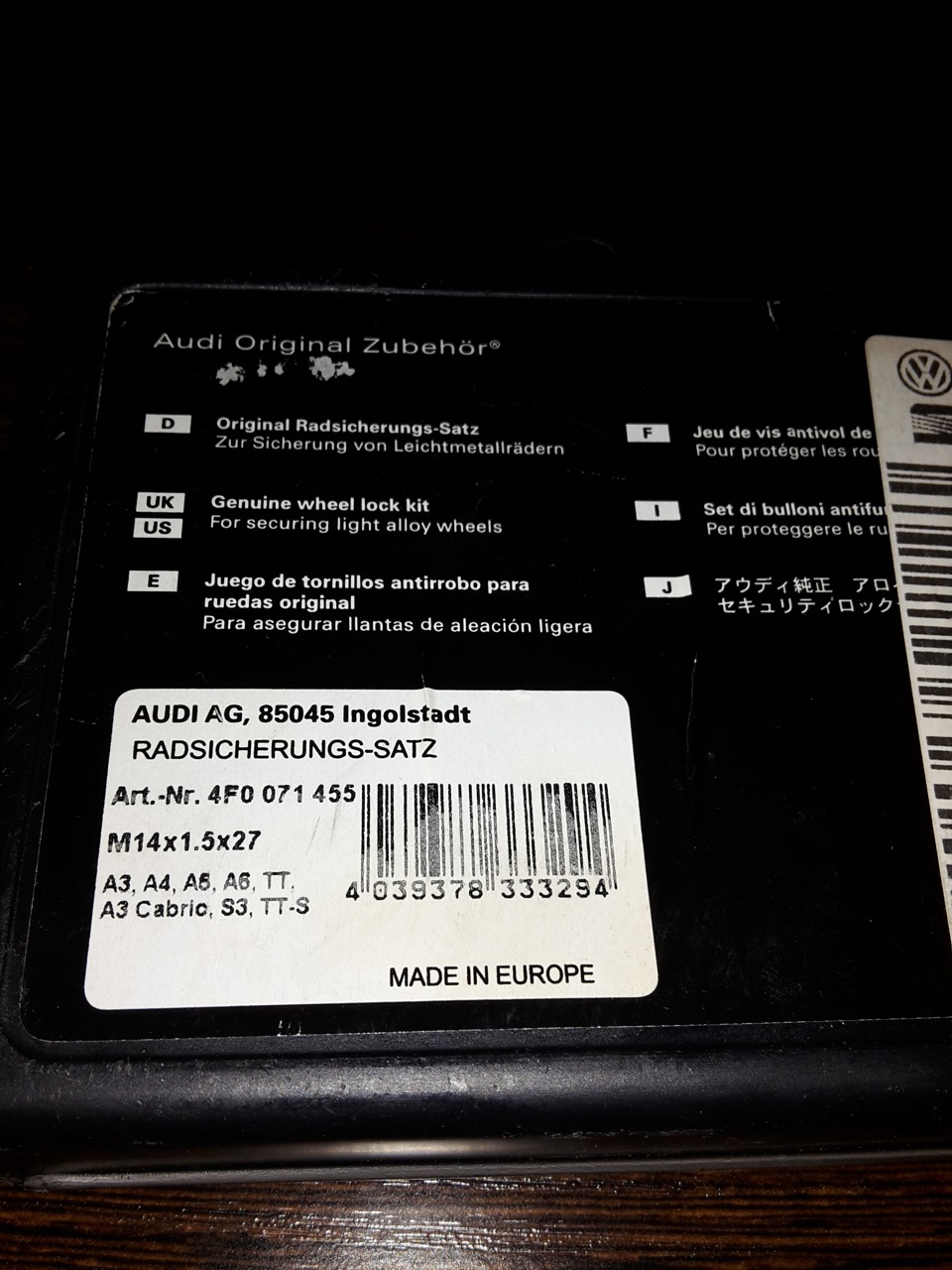 4F0071455 Комплект колёсных бо VAG | Запчасти на DRIVE2