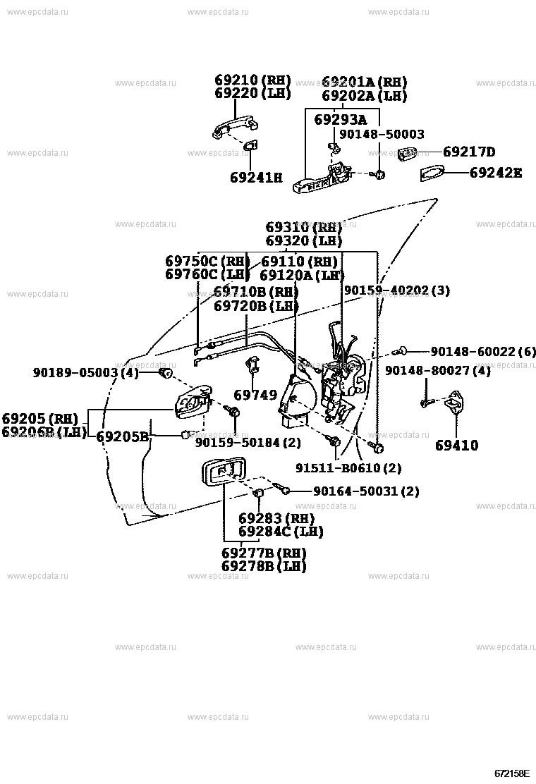 #2092. — 67-03 — Front door lock & handle — Замки и ручки передних ...