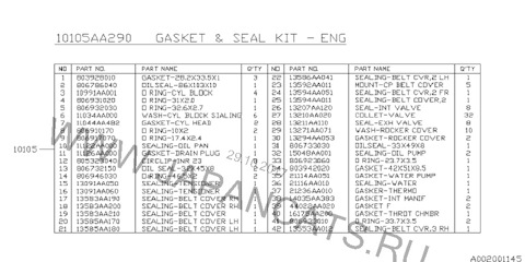 11024AA132 Заглушка блока цилиндров SUBARU | Запчасти на DRIVE2