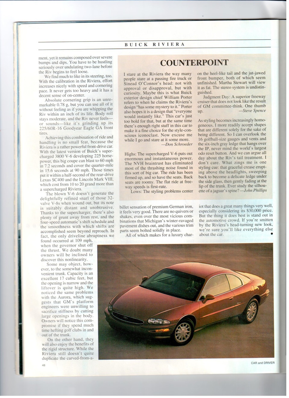 Car@Driver за август 1994 — Buick Riviera (8G), 3,8 л, 1995 года ...