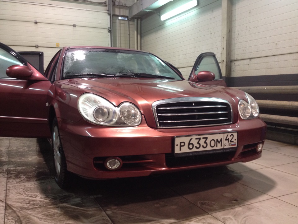 Мойка и желтые габариты — Hyundai Sonata IV (EF), 2 л, 2005 года ...