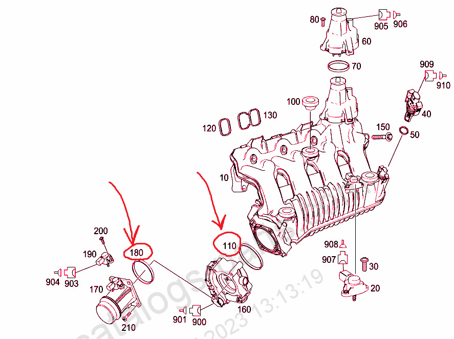 Замена КВКГ и чистка дроссельной — Mercedes-Benz E-Class (W212), 1,8 л ...