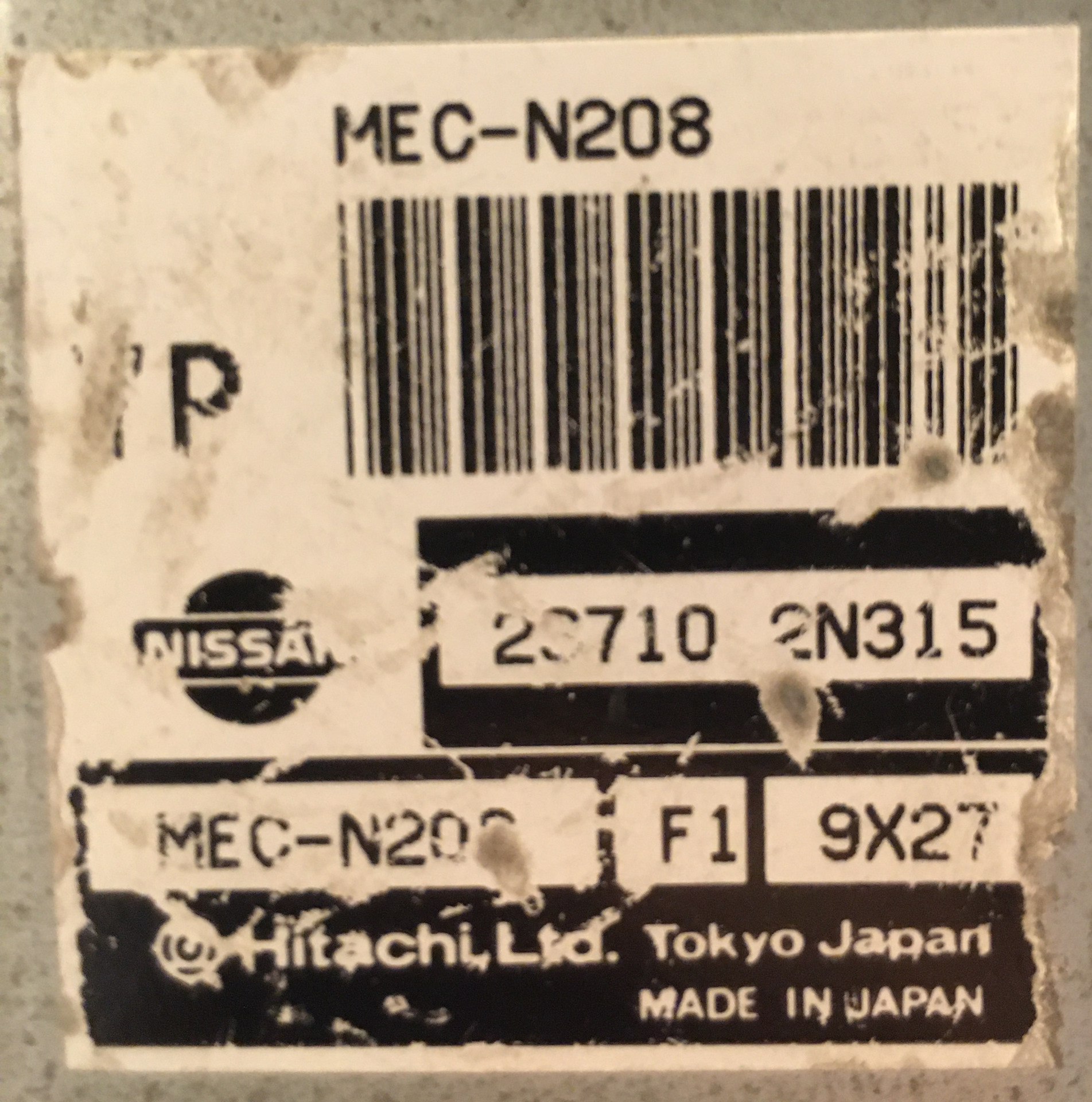 Nissan Almera N15, ECU Hitachi MEC-N208 23710-2N315 — отключение ...