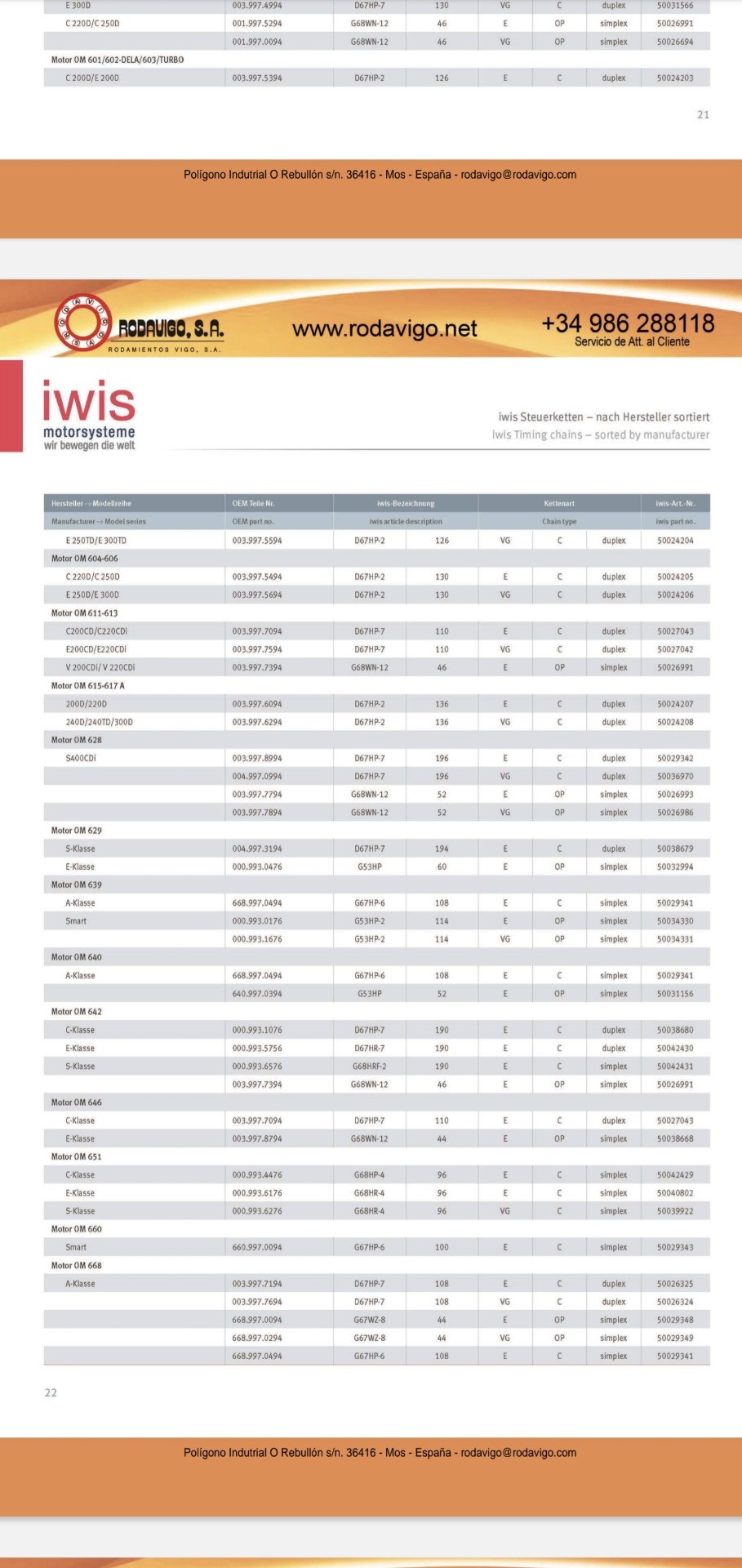 Онлайн каталог по цепям ГРМ от производителя iwis — Mercedes-Benz G ...