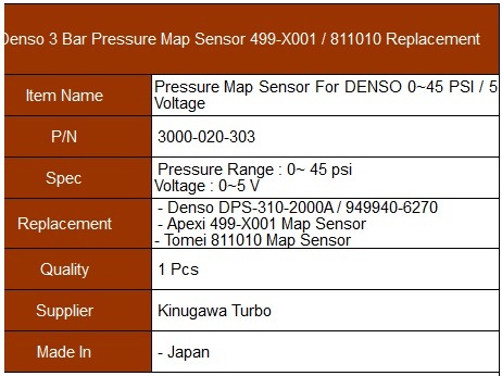 Denso 3 Bar Pressure Map Sensor 499-X001 / 811010 — Audi S6 (C4), 2,2 л ...