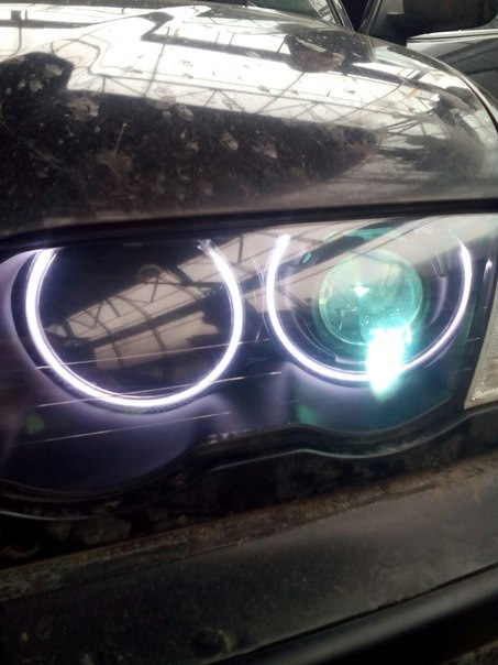 BMW e46 Ангельские глазки+линзы 3 дюйма — Lada Приора седан, 1,6 л ...