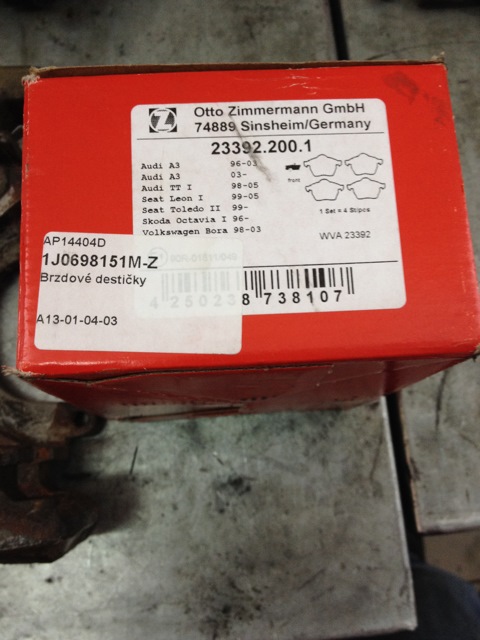 1J0698151M Колодки тормозные дисковые комплект VAG | Запчасти на DRIVE2