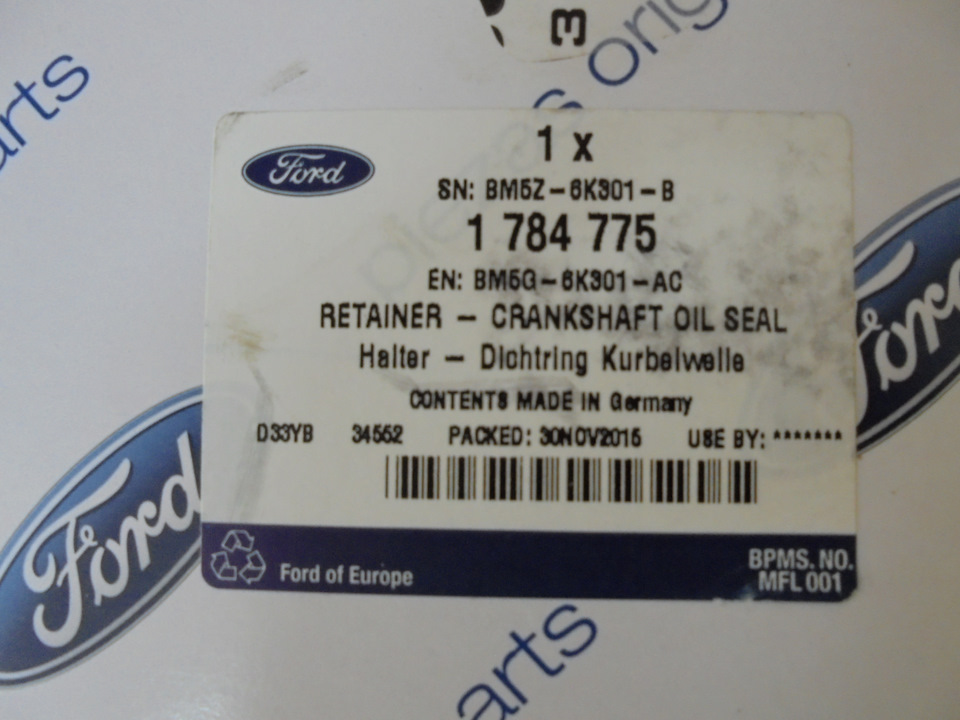 1784775 Сальник к/в задний в сборе / 1,25-1,6 Zetec-S/Duratec/Ecoboost ...