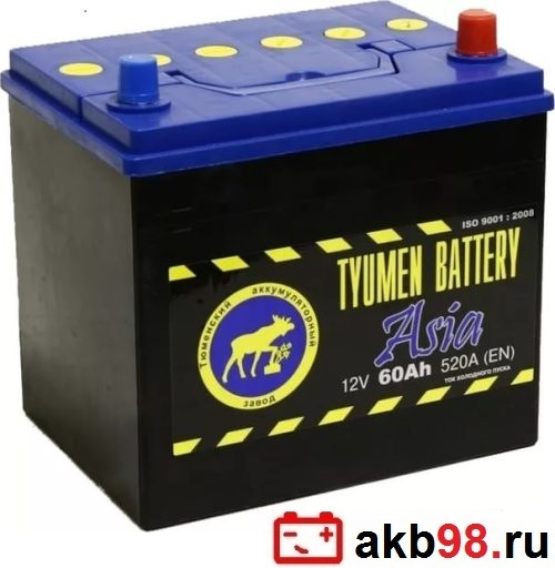 Аккумулятор " Тюмень" Азия 60 Ач (TYUMEN BATTERY ASIA 60 Ah 520 А ...